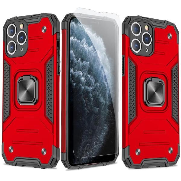 JSCOMYAP iPhone 11 Pro Max 用ケース, いphone11promax スマホケース+ ?化 ガラス フィルム,リング スタンド機能 付き 携帯ケース 人気 耐衝撃 横置き機能 Case Cover アイフォン11p...