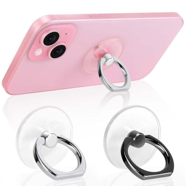 Jsoerpay スマホリング 透明 薄型 バンカーリング 360°回転 落下防止 指輪型 スタンド機能 スマホ用透明 スマホ リング、ほとんどのスマホ、タブレット、ケースに対応（1シルバー+1ブラック）商品コード：66079693721型...