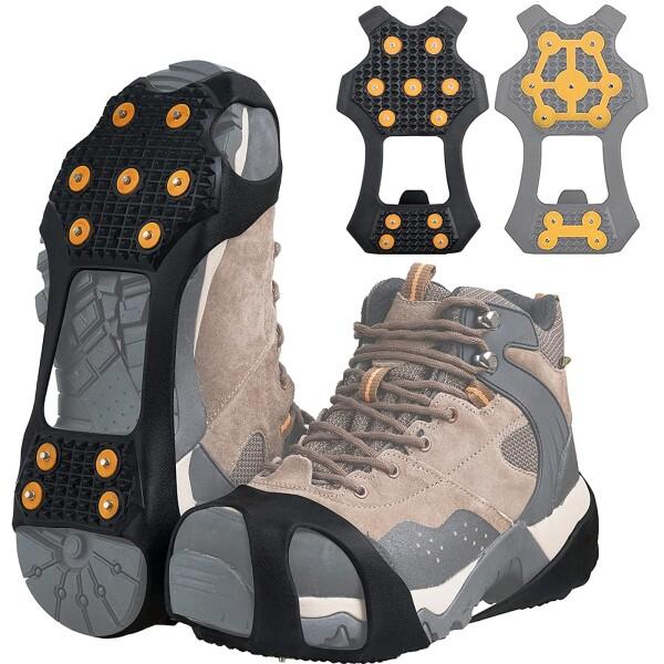 SILANON スパイク アイゼン 11本爪 滑り止め 転倒防止 男女兼用 アイゼン ステンレス鋼 靴底用 アイススパイク ハイキング 散歩 釣り 雪道 凍結道路 雪山 作業 スノースパイク 収納便利ポーチ付き M L XL商品コード：66...