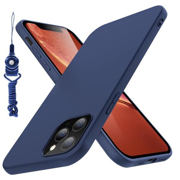 TLOMPLO 対応 iphone12 pro / 12 用の ケース シリコン 薄型 スリム 磨り表面 指紋防止カバー 柔らかい裏地 12 ケース耐衝撃 カバー ネックストラップ米軍MIL規格 ワイヤレス充電対応ストラップホール付き 黄ば...