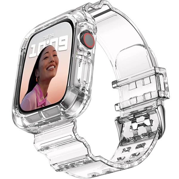 GAGULA for Apple Watch クリア バンド 42mm 44mm 45mm 46mm耐衝撃 TPU ベルト 保護カバー 一体型交換用 アップルウォッチ バンド コンパチブル iWatch Series Ultra/Ultra...