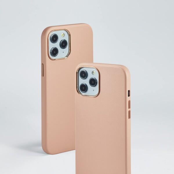 Handodo iphone 11 Pro 本革 ケース, Premium Slim Leather iPhone 11 Pro Case, 本革 レザー iPhone 耐衝撃11 Pro ケース, 金色のボタンとカメラフレーム（ピンク）商...