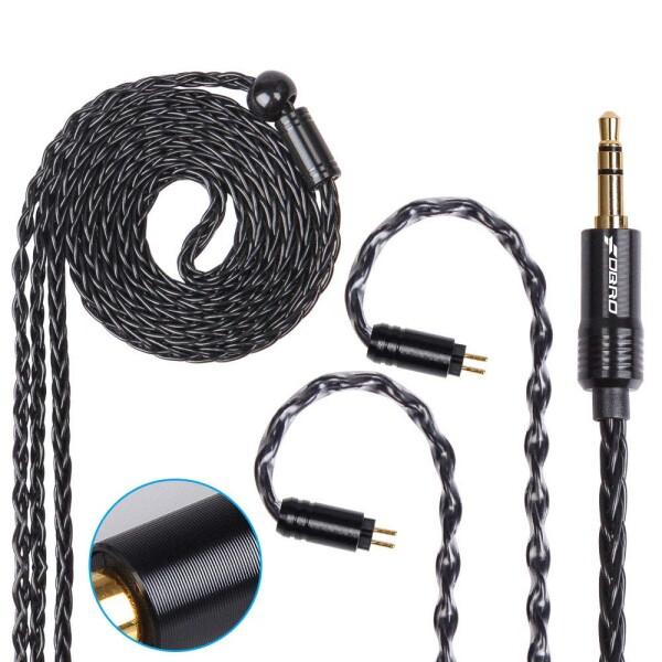 FDBRO 8 芯 イヤホンアップグレードケーブル アルミ合金CDテクスチャプラグ 高級交換用 着脱式 耳かけ式 マニア向 音質改善 無酸素銅（OFC）銀メッキイヤホンケーブル (0.78mm 2PIN, 黒+3.5mm)商品コード：660...