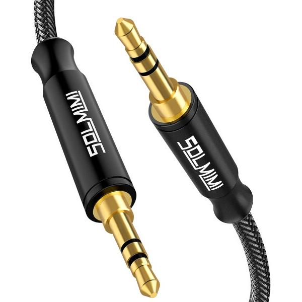 SOLMIMI 1.2M AUXケーブル オーディオ延長ケーブル 3極3.5mmステレオミニプラグ ヘッドホンケーブル PVC+クリスタルナイロン編組 24K金メッキ 車 AUX スマホ スピーカー テレビ等に対応商品コード：6607969...