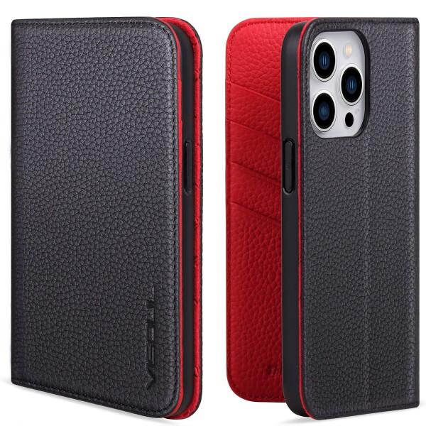 VISOUL iPhone 14 ProMax ケース 手帳型 アイフォン14 ProMax 手帳型 ケース 本革 レザー スマホケース カード収納 携帯ケース 全面保護 マグネット 横置きスタンド機能付き 柔軟なTPU素材 落下防止 iP...