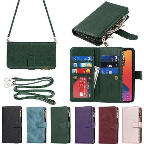 Eastwave アイフォンfor iPhone 12 / 12 Pro ケース for iPhone12 12pro 縄掛けケース 手帳型 財布型 ICカード コインポケット ストラップ付き カード 収納 小銭入れ ファスナーポケット付き...