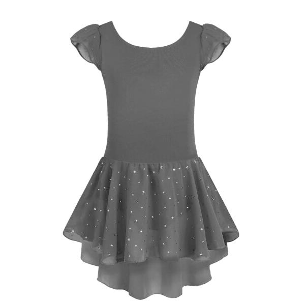 (Arshiner) バレエ レオタード 子供 ふんわりしたフリル袖 綿生地 新体操 クリスクロスバック シフォンスカートクロッチ付き レオタード 女の子 バレエ スカート ダンススカート キッズ 体操服 レッスン 教室 練習着 発表会 試...