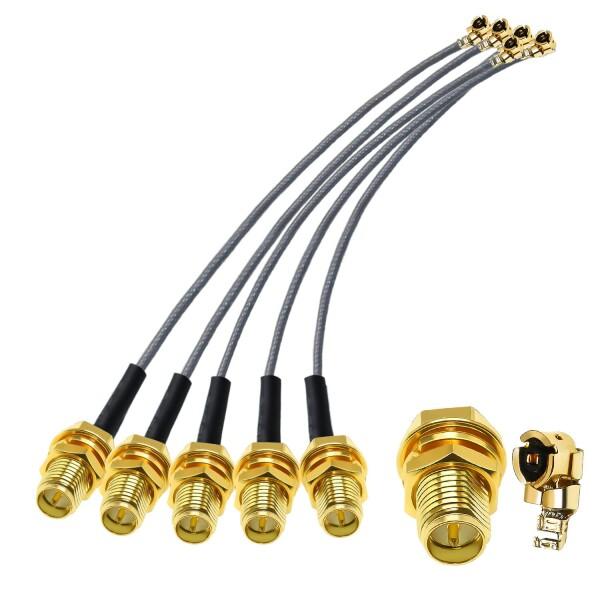 IPX-RPSMA 延長ケーブルTUOLNK RP-SMA メス-MHF1 UFL メス RF WiFi ピグテールグレー ケーブル（ネットワークカード用）1.13mm同軸同軸ケーブル低損失 6インチ（15cm）5本商品コード：660796...