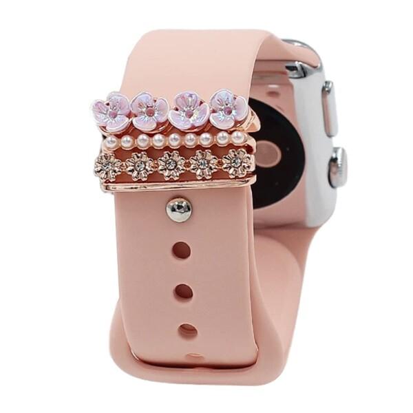 DIFORATE かわいい フラワー チャーム 腕時計の装飾 腕時計バンド アクセサリー For iwatch バンド 10 9 8 7 6 Fitbit Sense/Versa 3/ Charge 5/HUAWEI WATCH FIT/A...