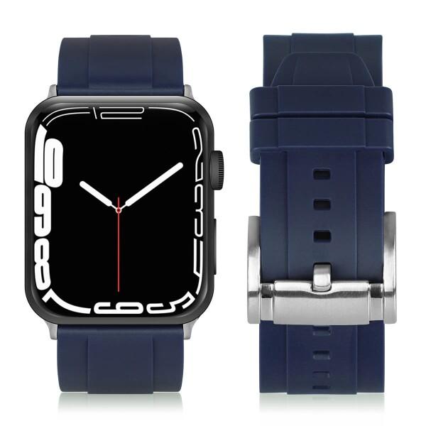 (ANGKMA) Apple Watch バンド49mm45mm 44mm 42mm シリカゲル 交換ベルト Apple Watchシリーズ 8/7/6/5/4/3/2/1/SE,Ultra 対応 (42mm44mm45mm49mm, 海軍...