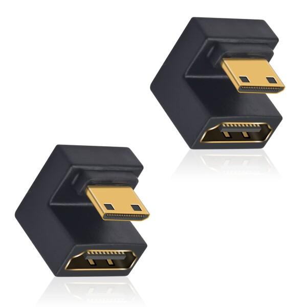 Duttek 180度ミニHDMI to HDMIアダプター 8K U字型HDMIミニHDMIアダプター 48Gbps UHD ダウンアングル ミニHDMIオスHDMIメス延長コンバーター カメラ/プロジェクター用 2個パック商品コード：6...