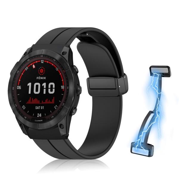 (RicYeel) 26mm QuickFit 磁気付き バンド Garmin Fenix 8 51mm/Fenix 7X/Fenix 6X/Fenix 5X/Fenix 3/3 HR 対応 シリコン クイックフィット マグネット付き 交換...