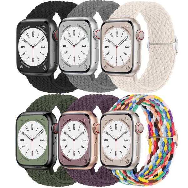 編み込みforアップルウォッチ バンド 44mm 40mm 49mm 38mm 45mm 41mm 42mm 46mm、編みブレイデツトソロループfor Apple watch レディース メンズ 伸縮性ナイロン スポーツストラップ リスト...