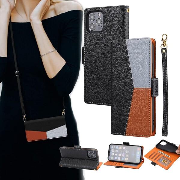 Handodo iPhone14 ケース スマホケース 手帳型 カード収納 アイフォン14ケース 高?PUレザー 携帯カバー 肩掛け 斜め掛け 手首掛け スタンド機能 耐衝撃 放熱性 全面保護 落下防止 (iPhone 14,ブラック)商品...