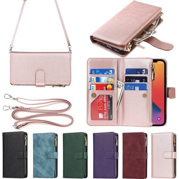 Eastwave アイフォンfor iPhone 12 / 12 Pro ケース for iPhone12 12pro 縄掛けケース 手帳型 財布型 ICカード コインポケット ストラップ付き カード 収納 小銭入れ ファスナーポケット付き...