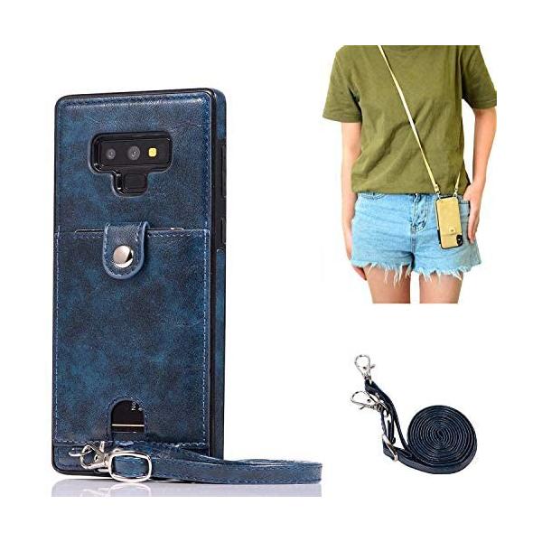 Samsung galaxy Note9 SC-01L SCV40 スマホ ケース 肩掛け 首かけ 斜めがけ ショルダー galaxy Note9縄掛け ケース PU レザー galaxy Note9カード収納 galaxy Note9手帳...