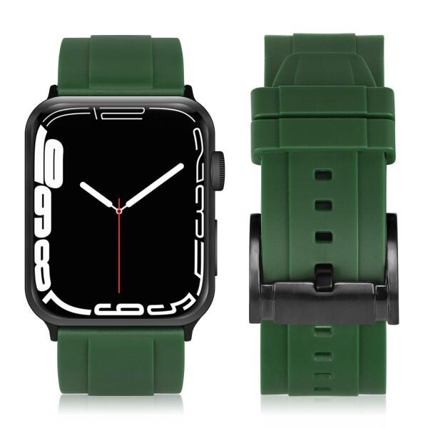 (ANGKMA) Apple Watch バンド41mm 40mm 38mm シリカゲル 交換ベルト Apple Watchシリーズ 8/7/6/5/4/3/2/1/SE,Ultra 対応 (38mm40mm41mm, アーミーグリーン/ブ...