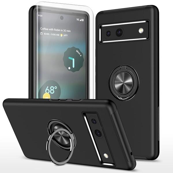 JSCOMYAP Pixel 7a 用ケース + ?化 ガラス フィルム リング付き スマホケース スタンド機能 車載ホルダー対応 携帯ケース 耐衝撃 Case Cover Google7a ぐーくるぴくせる グーグルピクセル7a ピクセル...