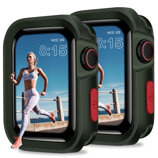 Handodo 2個セット Apple Watch ケース 44/45mm Series 9/8/7/6/5/4/SE/SE2対応 耐衝撃 アップルウォッチカバー 防水 素材カバー 軽量 全面保護 女性男性と互換性のあるiWatch（ダーク...