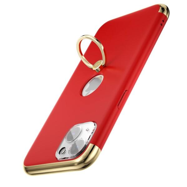 S Segoi Compatible with リング ケース iPhone14 ケース リング付き 3パーツ式 スタンド機能 衝撃防止 薄型 携帯カバー (赤)商品コード：66079707984型番：CASE14-SDSZHサイズ：14カ...
