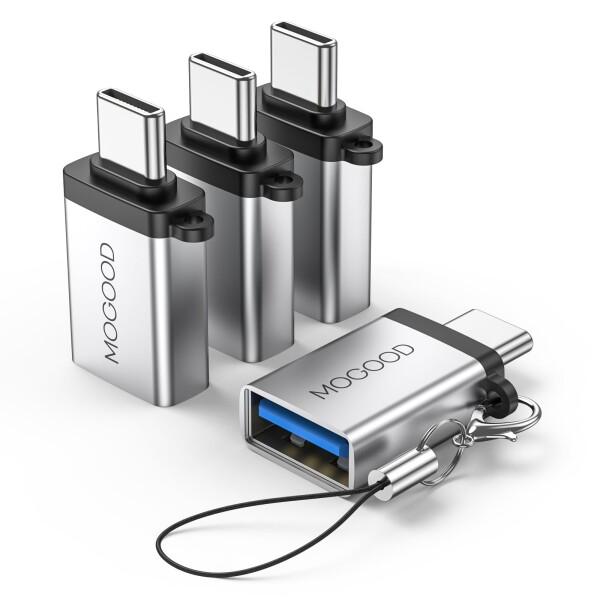 MOGOOD USB CからUSBアダプターUSB CアダプターからUSB USB USB CオスからUSB 3.0メスアダプター（4パック、シルバー）変換器はノートパソコン、携帯電話、充電器、ゲームボード、その他のType-Cデバイスに互...