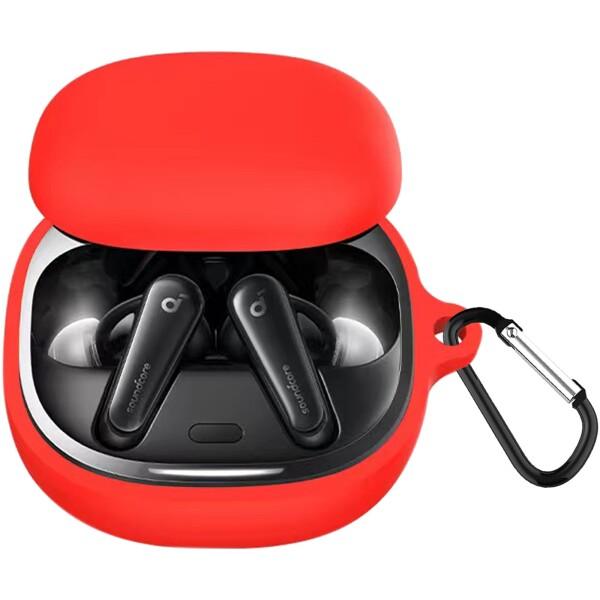 TOORQR For anker soundcore liberty 4 ケース カバー anker soundcore liberty 4シリコン素材 ケース 保護カバー 防水 防塵 落下防止 キズ防止 全面保護 軽量 カラビナ付き(レッ...