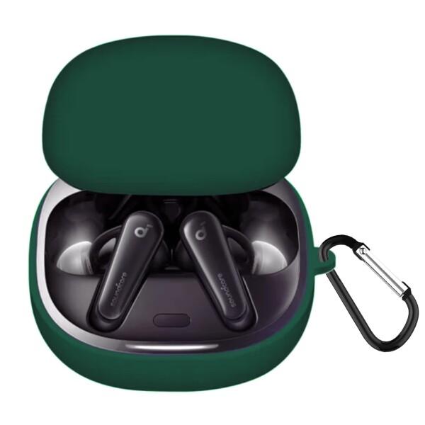 TOORQR For anker soundcore liberty 4 ケース カバー anker soundcore liberty 4シリコン素材 ケース 保護カバー 防水 防塵 落下防止 キズ防止 全面保護 軽量 カラビナ付き(グリ...