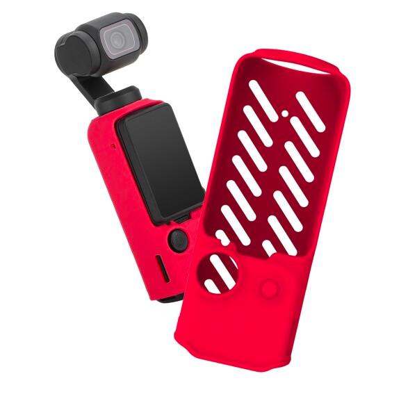 Kimyoaee Pocket 3 ケース シリコンケースケース 落下防止 全面保護 耐衝撃 防振スリーブケース スポーツアクション カメラアクセサリー スキンシール For DJI OSMO Pocket 3 保護ケース シリコン - 赤...