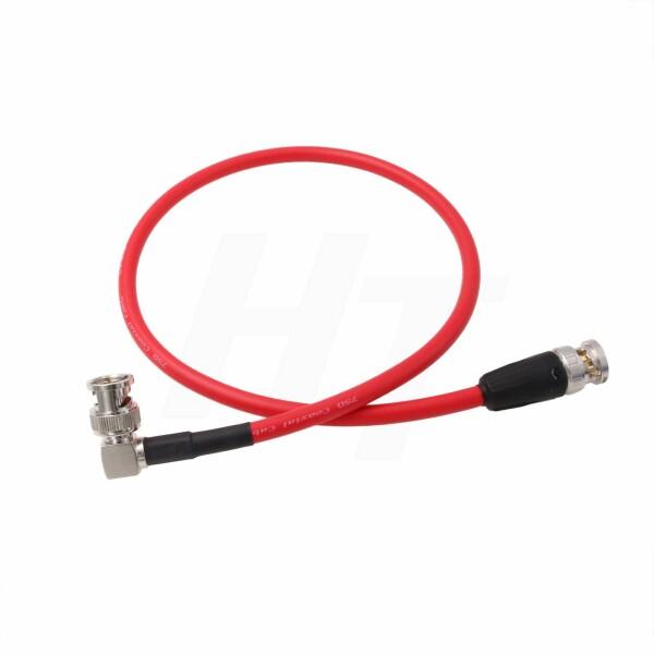 HangTon 12G SDI Raw 4K 60p ビデオケーブル 直角からストレート BNC 75オーム 同軸シールド Sony Alexa DSMC2カメラ Blackmagic SmallHD Atomosモニター用(30cm、レッ...