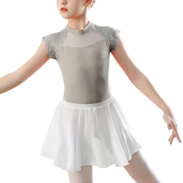 (AIEOE) 子供用バレエレオタード ガールズ ダンス服 キッズ 体操服 バレエダンス女の子 バレエ練習服 綿素材 スカート付き バレエ用品 レース 花柄 袖なし 発表会 舞台用 演出服 教室 #グレー01,160商品コード：660797...
