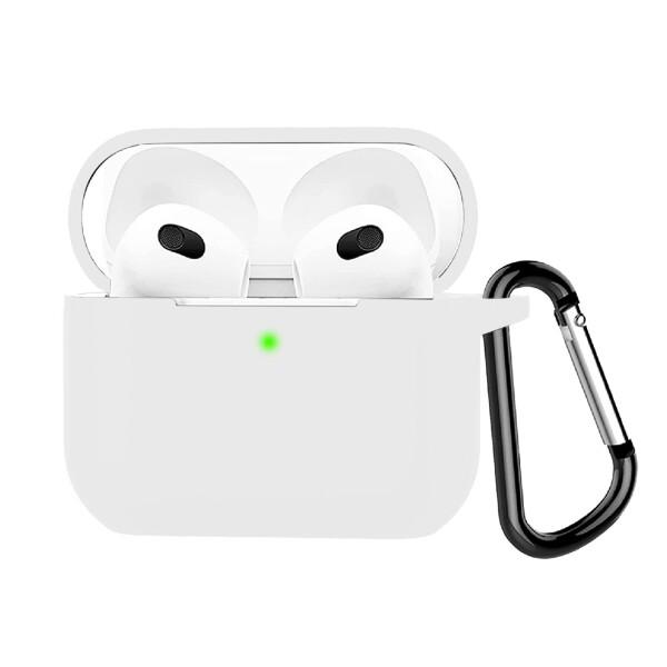 TOORQR For AirPods 第3世代 ケース カバー AirPods 3 シリコン素材 ケース 保護カバー 防水 防塵 落下防止 キズ防止 全面保護 軽量 カラビナ付き(ホワイト)商品コード：66079710828型番：AirPo...