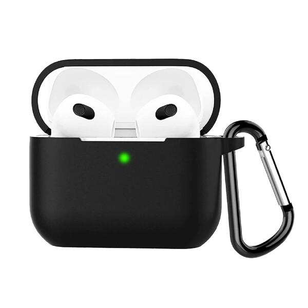 TOORQR For AirPods 第3世代 ケース カバー AirPods 3 シリコン素材 ケース 保護カバー 防水 防塵 落下防止 キズ防止 全面保護 軽量 カラビナ付き(ブラック)商品コード：66079711044型番：AirPo...