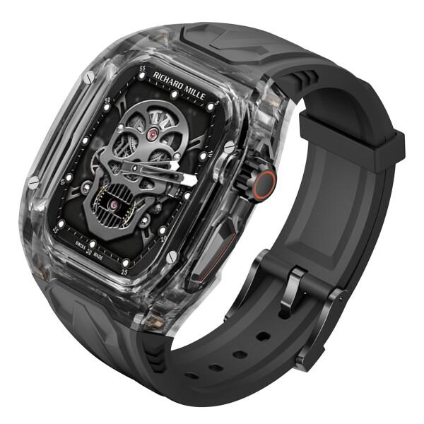 (JSFOYU) アップルウォッチ バンド 対応 44mm/45mm apple watch バンド PCケース+TPUベルト 一体型 アップルウォッチバンド 長さ調節 耐衝撃 落下防止 耐久性 apple watch Series SE第...