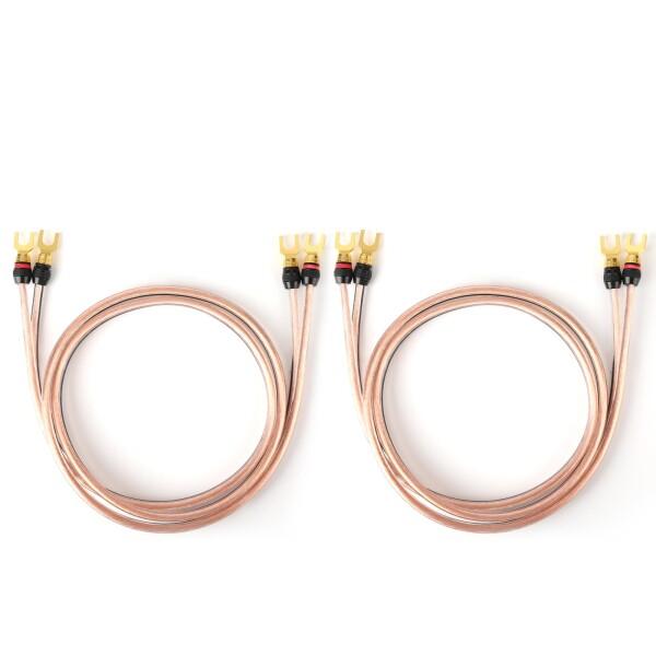 KK Cable Mukjipa-Cable-2.1 純銅プラグ付き 10AWG(ゲージ)×2Conductor オーディオケーブル 5N（99.999%）OFC 無酸素純銅 スピーカーケーブル 1000芯×2 1ペアセット販売 Mukji...