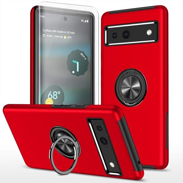 JSCOMYAP Pixel 7a 用ケース + ?化 ガラス フィルム リング付き スマホケース スタンド機能 車載ホルダー対応 携帯ケース 耐衝撃 Case Cover Google7a ぐーくるぴくせる グーグルピクセル7a ピクセル...