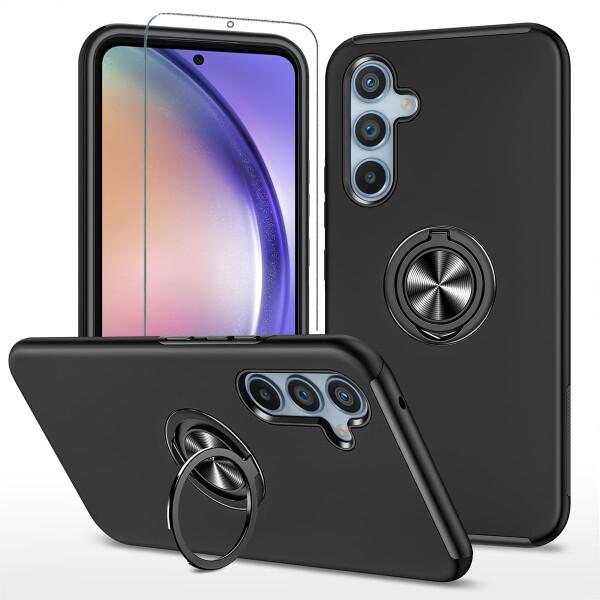 JSCOMYAP Samsung Galaxy a54 用 ケース, ギャラクシーA54 5Gケース + ?化 ガラス フィルム リング付き スタンド機能 携帯ケース 耐衝撃 衝撃 スマホカバー Case Cover ギャラクシー A 54...