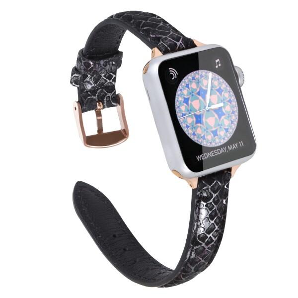 Handodo for Apple Watch バンド レザー 柄 メンズ レディース 8/7/SE/6/5/4/3/2/1 おしゃれ パイソン アップルウォッチ バンド 革 iWatch バンド 交換ベルト (38/40/41mm, ブラ...