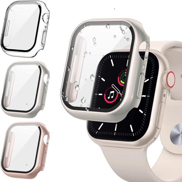 FALSAD Apple Watch カバー 46mm/42mm/44mm/40mm/45mm/41mm 対応アップルウォッチSe3/Se2/Se/Series11/10/9/8/7/6/5/4 、PC素材と強化ガラスフィルム一体型 保護ケ...