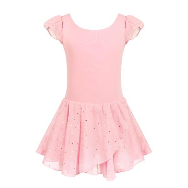 (Arshiner) バレエ レオタード 子供 肩フリル袖 バレエ 衣装 Uネックバック シフォンスカート付き 綿生地 無地 ダンススカート ジュニア キッズ 新体操 体操服 レッスン 教室 練習着 発表会 試合商品コード：66079715...