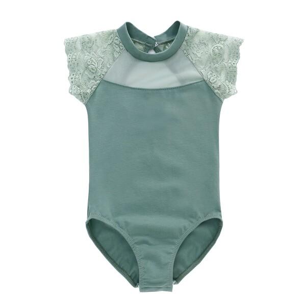 (Famuka) バレエレオタード 子供 キッズ レース切り替え 新体操 ジュニア こども用 ガール 女の子 半袖 バレエ練習着 ダンス衣装 バレエドレス 舞台衣装 練習用 (120, 青い)商品コード：66079715641サイズ：120...