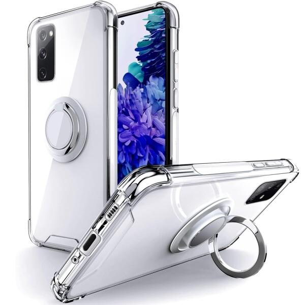 SHIELDS UP 互換性 Galaxy S20用 ケース リング付きSC-51A SCG01 ケース 耐衝撃 耐久 すり傷防止 滑り止め スタンド機能 軽量 薄型 クリア TPU 透明 スマホケース ギャラクシーS20 用カバー - ク...