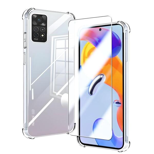 対応 Xiaomi Redmi Note 11 ケース クリア ケース Redmi Note11 カバー TPU 保護ケース カバー背面 + RedmiNote 11 ガラスフィルム Redmi Note 11 フィルム 日本旭硝子製 フィ...