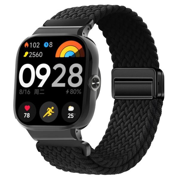 (ULIGADUO) 交換用バンド ケース付き For Xiaomi Redmi Watch 4スマートウォッチに対応 マルチカラーのナイロン編組 マグネットクラスプ (ブラック)商品コード：66079716257カラー：ブラックこの交換用...