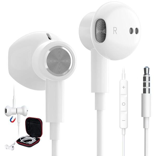 イヤホン 有線 マイク付き 3.5mmジャック イヤフォン 磁気設計 PC パソコンノイズキャンセリング 重低音 対応iPhone 6 6s/SE/iPod/switch/for PS4/5/AQUOS sense9 8 7 wish5 3...