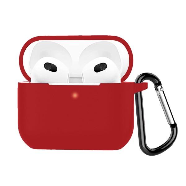 TOORQR For AirPods 第3世代 ケース カバー AirPods 3 シリコン素材 ケース 保護カバー 防水 防塵 落下防止 キズ防止 全面保護 軽量 カラビナ付き(レッド)商品コード：66079716887型番：AirPod...