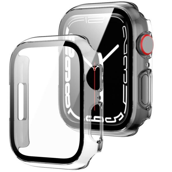 UIUIKA Apple Watch カバー Series SE2/SE/6/5/4 44mm 対応 アップルウォッチ用 ケース 超薄型 PC+ガラス素材 一体型 Apple Watch ケース対応 全面保護 超薄型 装着簡単 耐衝撃 高透...