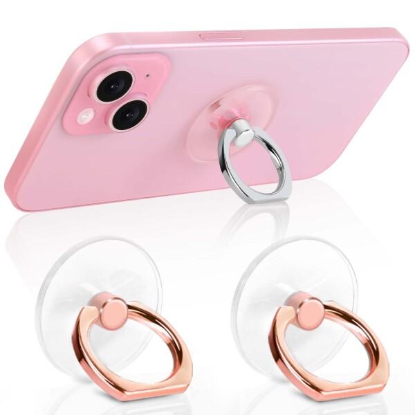 Jsoerpay スマホリング 透明 薄型 バンカーリング 360°回転 落下防止 指輪型 スタンド機能 スマホ用透明 スマホ リング、ほとんどのスマホ、タブレット、ケースに対応（2個ローズゴールド）商品コード：66079718607型番：...