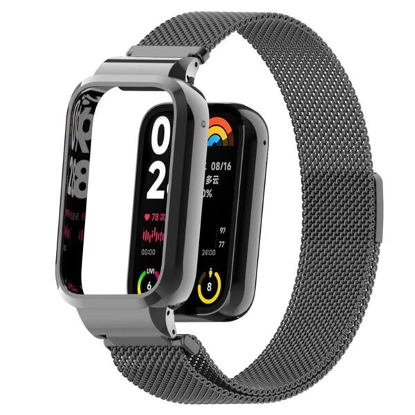 (ULIGADUO) 交換用バンド For Xiaomi Band 8 Proに対応 保護フレーム一体型 メッシュストラップ 磁気吸着 (ブラック)商品コード：66079719165カラー：ブラック【快適】上質なスチールメッシュストラップを...