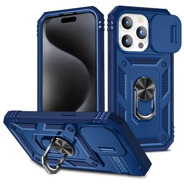 JSCOMYAP iPhone 15 Pro Max 用 ケース, いphone15pro max アイフォン iPhone15promax スマホケース アイフォン15 promax 携帯ケース 360°回転 メタルリング スタンド機能 ...