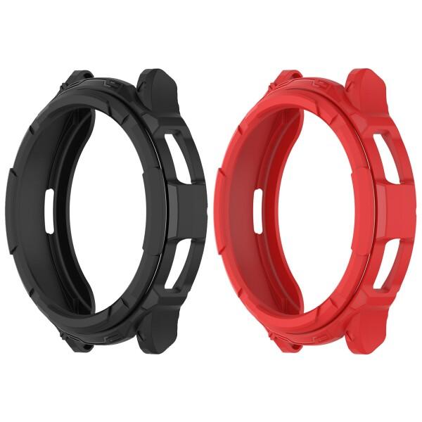 RuenTech 適用 Samsung Galaxy Watch6 Classic ケース+ベゼル ケース フルカバーソフトTPU素材 保護カバー 耐衝撃性 取扱簡単 超薄型 サムスン ギャラクシー ウォッチ 6 クラシック用カバー (2 ...